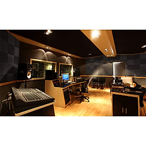 Focusound 52 Pack Acoustic Foam Panels 1" x 12" x 12" Sound Proof Foam Panles Soundproofing Noise Cancelling Wedge Panels for Home Office Recoding Studio with 300PCS Double-Side Adhesive