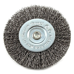 Forney 72739 Wire Wheel Brush, Coarse Crimped with 1/4-Inch Hex Shank, 4-Inch-by-.012-Inch