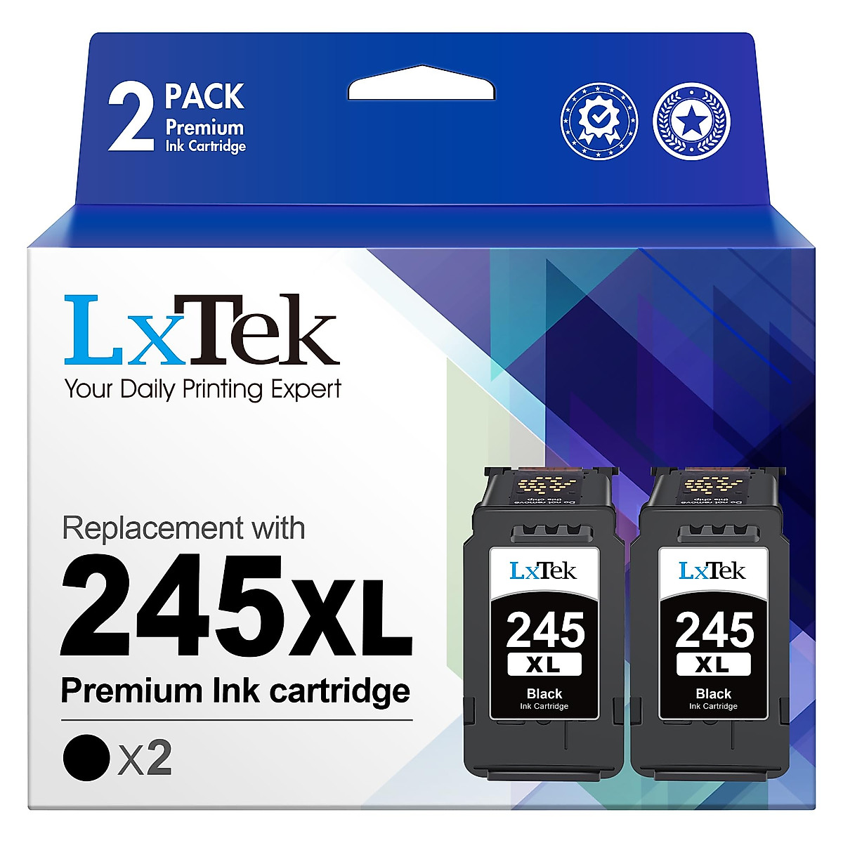 LxTek Ink Cartridge Replacement for Canon 245 245XL PG-245 PG-245XL 245XL 245 XL PG-243 to use with Pixma MG2522 MX492 TR4520 TR4500 TS3120 MG2420 MX490 MG2920 MG2922 MG2520 IP2820 (2 Pack, Black)