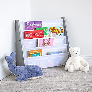Humble Crew, Grey/White Kids Book Rack Storage Bookshelf, 4 Tiers