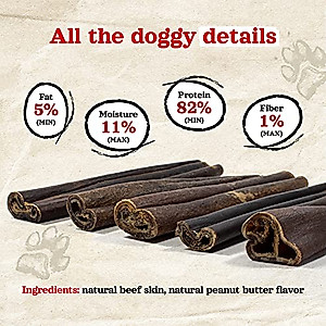 Natural Farm Peanut Butter Flavor Collagen Sticks for Dogs (6 Inch, 5 Pack), Long-Lasting Beef Collagen Chews, Best Rawhide Alternative Chews With Chondroitin & Glucosamine, High-Protein Dental Treats