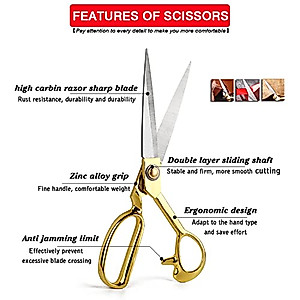 10" Sewing Scissors,Heavy Duty Tailor Scissors Shears for Fabric,Leather,Raw Materials,Dressingmaking,Altering-Professional Upholstery Shears for Dressmakers Students Office Crafting