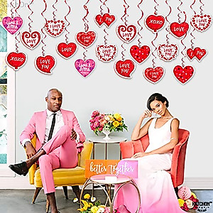 KatchOn, I Love You Valentines Hanging Swirls - Pack of 30, Valentines Day Decorations | Valentines Heart Decorations for Valentines Day Decor | Hanging Hearts Decorations for Valentines Decorations.