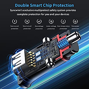 Syncwire USB C Car Charger 38W Fast USB Car Charger PD&QC 3.0 Dual Port [Super Mini & All Metal] Car Adapter Cigarette Lighter Compatible with iPhone 14/13/12/12 Pro/12 Pro Max, Samsung S23 and More