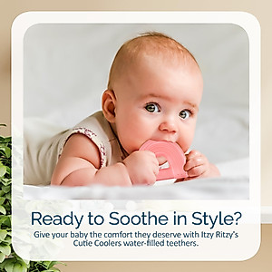 Itzy Ritzy Water-Filled Teethers - Cold Cutie Coolers Textured On Both Sides to Massage Sore Gums & Emerging Teeth - Can Be Chilled in Refrigerator, Set of 3 Coordinating Pink Unicorn Water Teethers