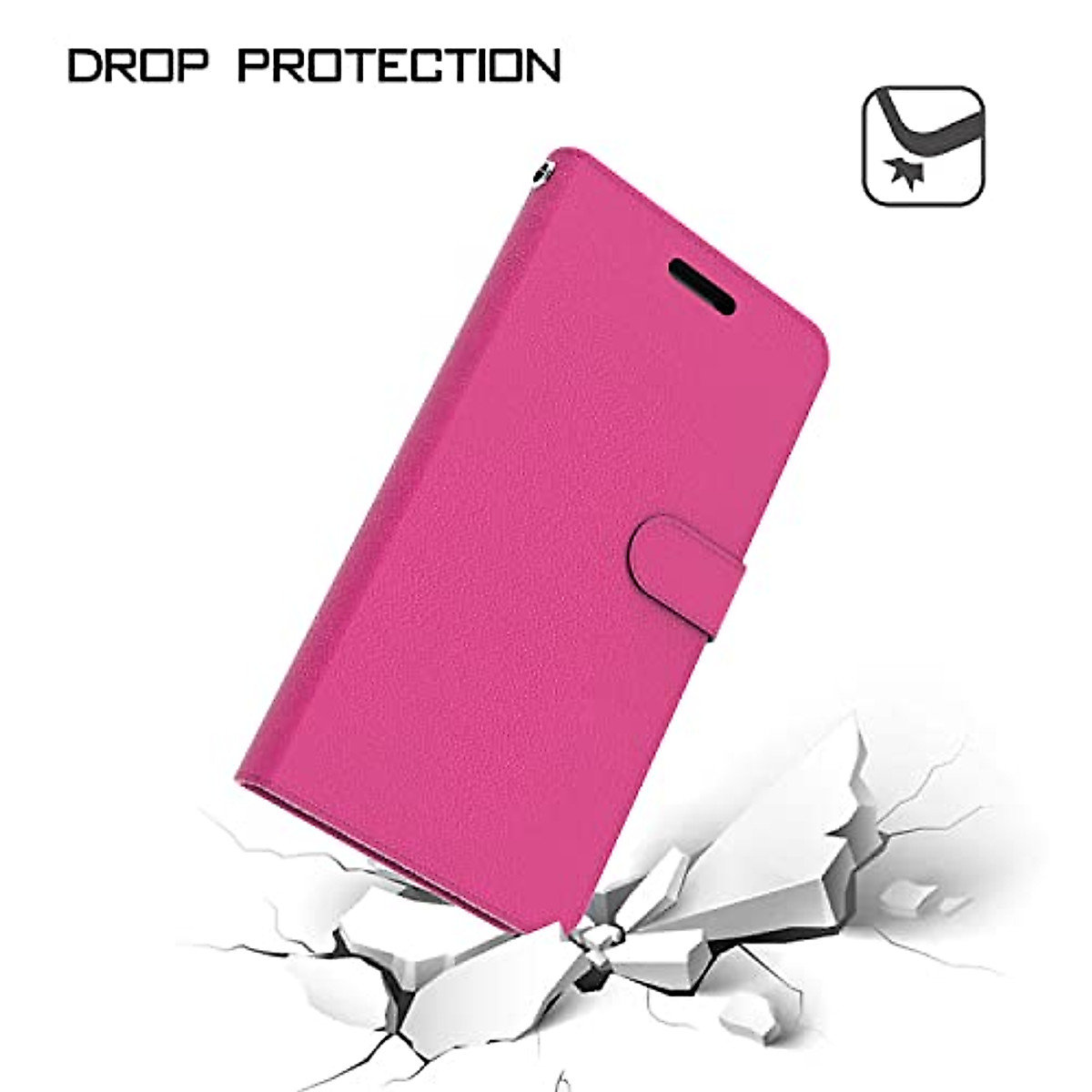 EnCases for Oneplus Nord N300 5G Case, Oneplus Nord N300 5G Wallet Case with Hand Strap PU Leather Clip Flip Case Cover with Card Holder Stand Feature for Oneplus N300 5G 2022 for Women Men, Hot Pink