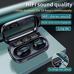Suomi Wireless Earbuds Bluetooth 2023, G36, Bluetooth 5.3 Built-in Microphone LED Digital Shows Charging Bluetooth Headphone, Touch Control Stereo Cordless Earphones for iPhone/Android