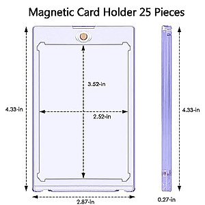 25 ct Magnetic Card Holder 35pt, Trading Card Hard case, Card Protector Hard Plastic, Hard Card Sleeves Display case for Standard Collection Cards