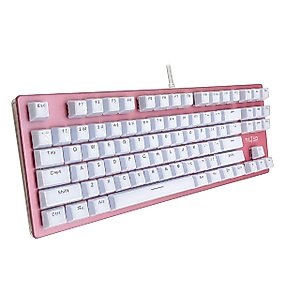 Tilted Nation Pink Mechanical Keyboard TKL - Acrylic Housing, Aluminum Plate, 87 Crystal Keys - USB Wired Tenkeyless Keyboard with Brown Switches (Outemu) - Work and Play - TKL Gaming Keyboard RGB