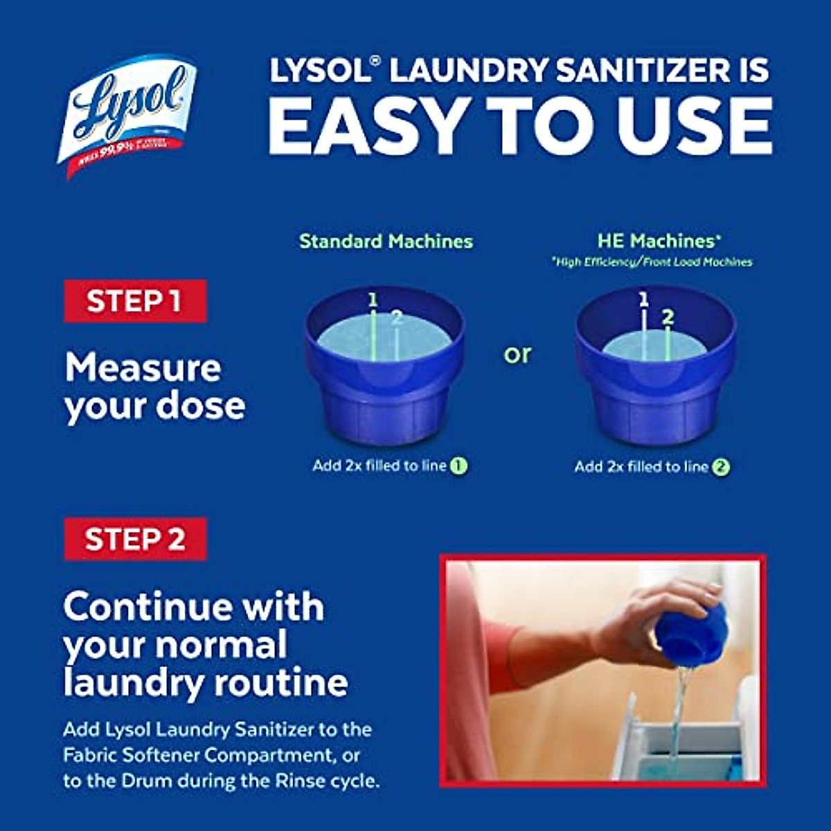 Lysol Laundry Sanitizer Additive, Bacteria-Causing Laundry Odor Eliminator, 0% Bleach Laundry Sanitizer, color, , Multi 90 Fl Oz Crisp Linen