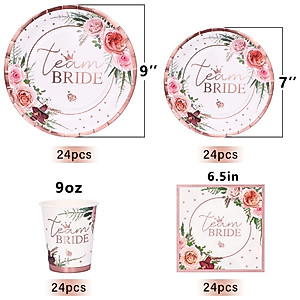 Rose and Gold Bridal Shower Party Decorations, Bridal Shower Plates and Napkins Party Supplies, Rose Paper Plates for Engagement Wedding Shower Deocr, Serves 24