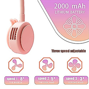 Personal Fans for Your Neck , Personal Fans Around Neck For Women , Hands Free Portable Neck Fan Rechargeable Wearable Bladeless Neck Cooling Fan Personal Cooling Device for Outdoor Travel Sports(Pink)