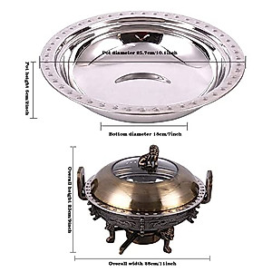 Retro Hot Pot Shabu Shabu Pot 1.3L Small Hotpot with Alcohol Stove - Single Person Soup Boiler Food Warmer Chafing Dish Set, Fuel not Included/Red Copper