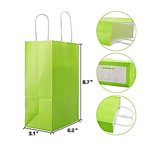 Hooshing 24PCS Party Favor Bags 6 Colors Rainbow Kraft Goodie Bags Bulk Paper Gift Bags with Handles for Kids Birthday Fiesta Wedding