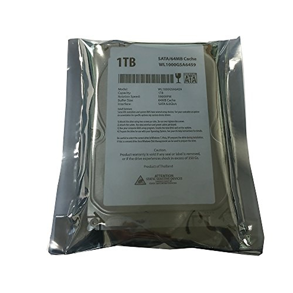 White Label WL 1TB 64MB Cache 5900RPM SATA III (6.0Gb/s) (Quiet & Heavy Duty) Internal Desktop 3.5" Hard Drive (PC,CCTV DVR) - w/ 1 Year Warranty