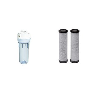 EcoPure EPW2VC Whole Water Filtration System Housing & Carbon Universal Whole Home Filter (2 Pack)