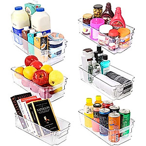 Utopia Home Medium Pantry Organizer - Set of 6 Refrigerator Organizer Bins - Fridge Organizer for Freezers, Kitchen Countertops and Cabinets - BPA Free (Clear)