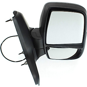 Kool-Vue Mirror Compatible With 2015-2017 Ford Transit-250, Transit-150, Transit-350, Transit-350 HD Passenger Side, Manual Folding, Power Glass, Short Arm, Textured Black