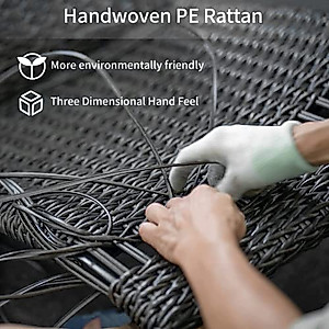 Waleaf 5 Pieces Outdoor Furniture Rattan Sectional Patio Sofa, Outdoor Indoor Backyard Porch Garden Poolside Balcony Wicker Conversation Set with Table (Dark Blue)