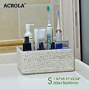 Acrola 5-Pack Decorative Storage Baskets, Stackable, Woven Paper Rope with Fabric Liner (Cream White) ST05001