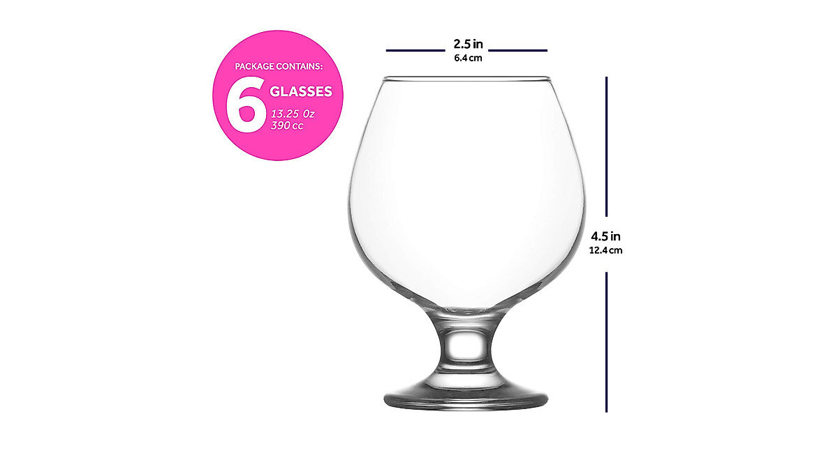 lav Brandy Snifters Set of 6 - Cognac Glasses 13.25 Oz - Brandy Glasses ...