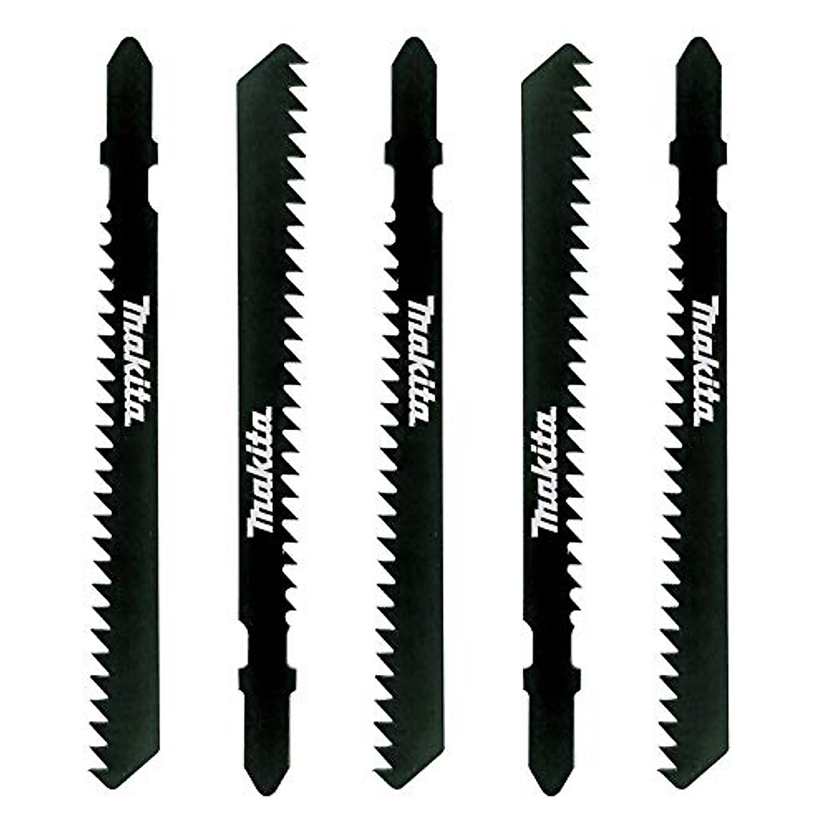 Makita 5 Piece - T Shank Wood Jigsaw Blades For Jig Saws - Fast & Straight Cuts For Soft Wood & PVC - 4" 8 TPI HCS Saw Blades