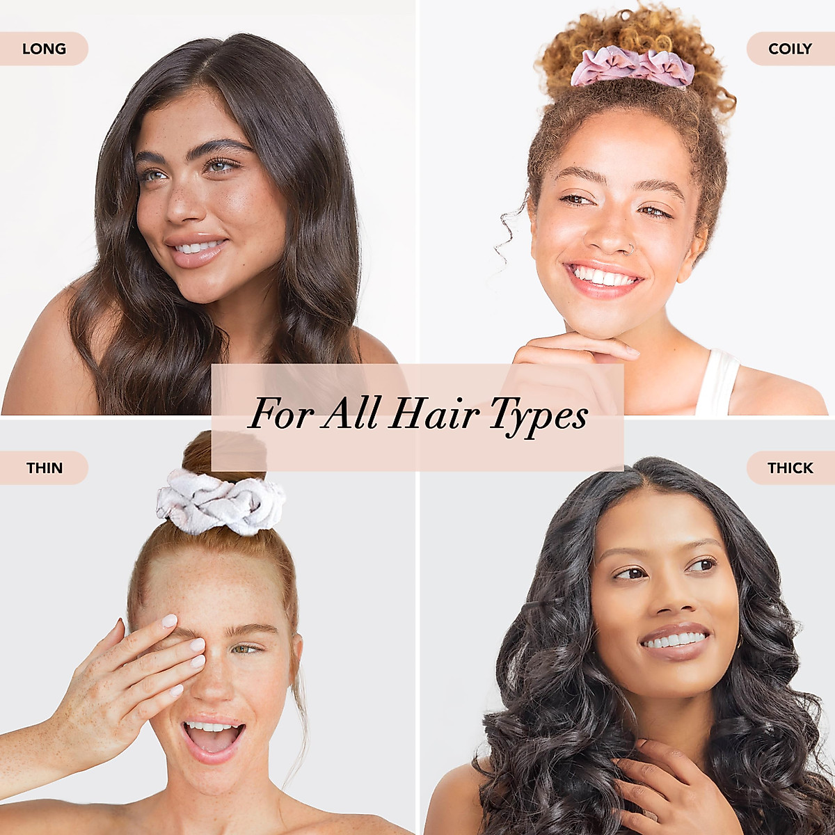 Kitsch Scrunchies for Women's Hair - Velvet Hair Scrunchies | Large Hair Ties for Women | Hair Tie Scrunchies for Girls | Cute Scrunchie & Sleepy Tie | Hair Bands & Ponytail Holders, 5pc (BlushMauve)