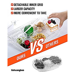 Gehuangbao Food container acrylic Serving Tray,Large Platter with Lid 24 Removable Bowls,Condiments Appetizers Snacks Nuts Platter,Perfect for Party Wedding Family (4 Sets)