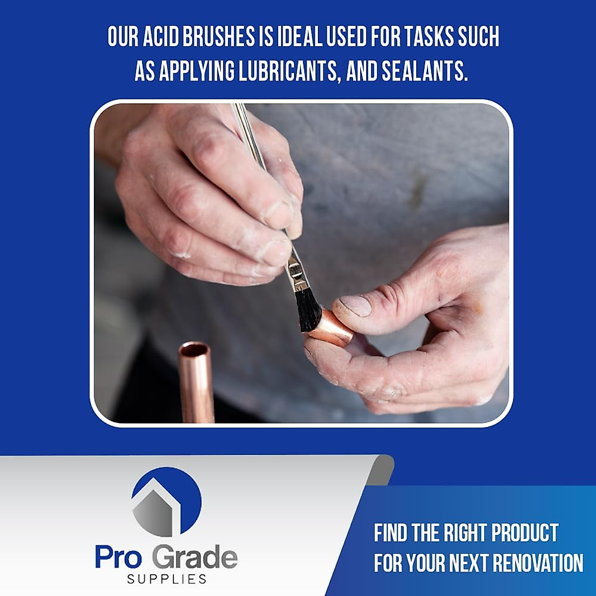Pro Grade - Acid Brushes - 144 Count 3/8" Boar Hair Acid Flux Brushes