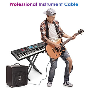 Sovvid Guitar Cable 10FT 2 Pack Instrument Cable Guitar Cord Electric Guitar Cable Guitar AMP Cord for Bass Guitar Keyboard 1/4 Inch Cable Right Angle Black and Black Blue