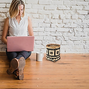 MAGICLULU Bamboo Trash Can, Woven Waste Basket Decorative Wicker Basket 8 Inch Boho Rubbish Bin Woven Pot Bamboo Vase Garbage Can Office Rattan Weaving Basket