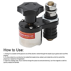 Magnetic Ground Clamp, Grounding Magnet Connector Floating Design Holder Smooth Conductive Strong Magnetism for Welder for Power Tools(MWGC1-200F)
