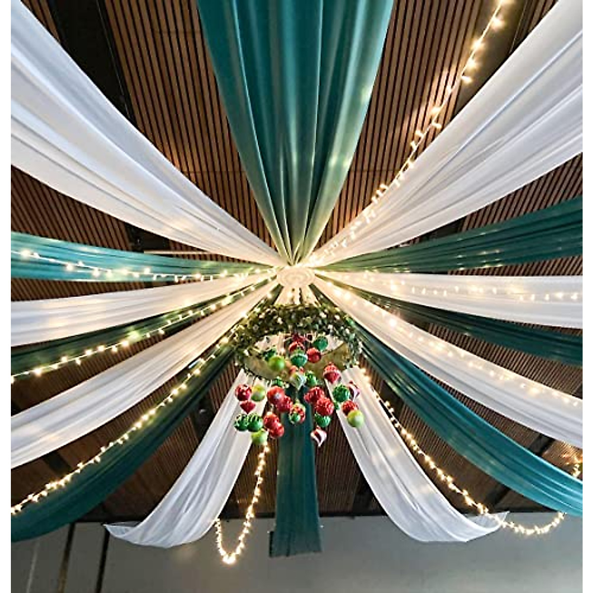 White Ceiling Drape for Wedding 5ft x 30ft Chiffon Arch Sheer Backdrop Curtain for Ceremony Reception Swag Parties Decorations