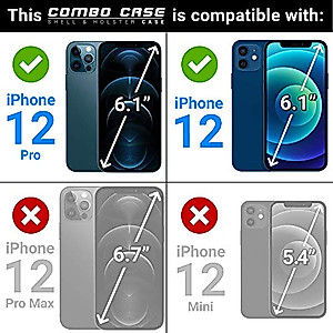 Aduro Combo Case & Holster for iPhone 12/ 12 Pro, Slim Shell & Swivel Belt Clip Holster, with Built-in Kickstand for Apple iPhone