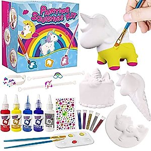 Heyzeibo Squishies Toys for Kids, Arts Crafts Squishy Gifts for Age 3 4 5 6+ Years Old Boys Girls Toddlers, Paint Your Own Squishies, Soft Stress Relief DIY Squishy Painting Toys for Adults Lovers