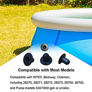 4 PCS Swimming Pool Pump Strainer Hole Plug Replacemen for Bestway & Intex Pools Ground Swimming Plug Wall Plug Stopper (Black)