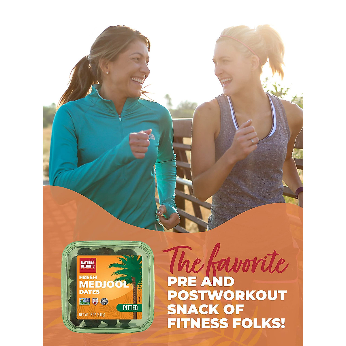 Natural Delights Medjool Dates – Large & Plump, Pitted Dates Medjool, Non-GMO Verified, Pesticide Free, Naturally Sweet Fruit Snack, Perfect for On-the-Go - Medjool Dates Pitted, 12 oz Container