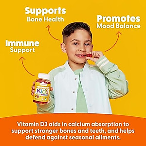 Feel Great Kids Vitamin D3 1000 IU Gummies | Kids Vitamin D Gummies for Healthy Bones, Mood, & Immune Support | Citrus Flavored Vegetarian D3 Gummies | 90 Day Supply