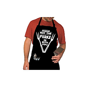 Cuocini Star Wars Funny Aprons for Men - May the Forks be With you Durable BBQ apron