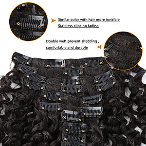 Sent Hair Clip in Hair Extensions Real Human Hair 28Inch 10Pcs Hair Extensions Clip in Curly Wave Long Thick 160g Human Hair Extensions for Women Soft Silky Clip in Extension Natural Black Double Weft