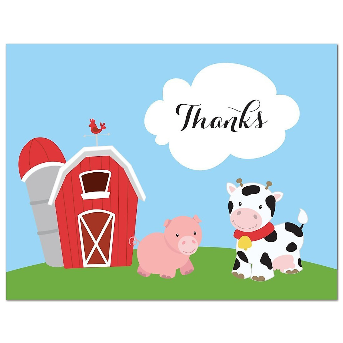 MyExpression.com 50 Cnt Fun Farm Animals Baby Thank You Cards