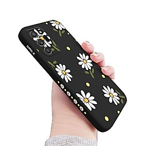 Sunswim for Galaxy Note 20 Ultra Case Cute Daisy Pattern Full Camera Lens Protection Shockproof TPU Bumper Liquid Silicone Protective Cover Phone Cases for Samsung Galaxy Note 20 Ultra 5G 6.9"-Black