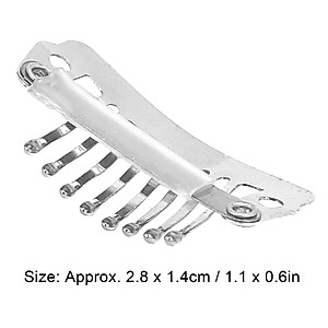 Hair Extension Clips,Wig Clips to Secure Wig No Sew,Hair Wig Clips Hair Extension Clips Set Stainless Steel DIY 8 Teeth Snap Comb Wig Clips Accessories 1.1in (50pcs)(silver), Hair Extension Clips
