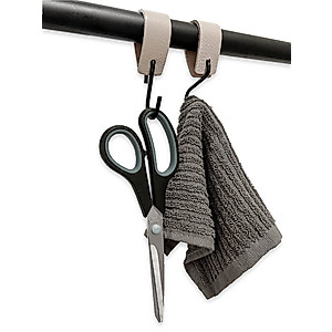 Brute Strength - Multifunctional Leather S-Hooks - Light Gray - 2 Pieces - S Shaped Hooks - Coat Hook - Leather Hooks - Leather s Hooks - Black s Hooks - Kitchen Hooks