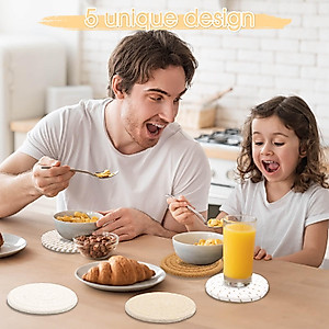 Billbotk 10 Pieces Boho Coasters for Drinks, Absorbent Drink Coasters with Holder, Cute Coaster Set for Boho Home Decor, Apartment Decor Aesthetic, Living Room Essentials, 4.3 Inches