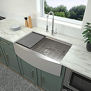 36 Inch Farmhouse Sink - Logmey Stainlese Steel Workstation Farmhouse Kitchen Sink 16 Gauge Apron Front Sink Single Bowl Farm Sink 36x21x9 Inches