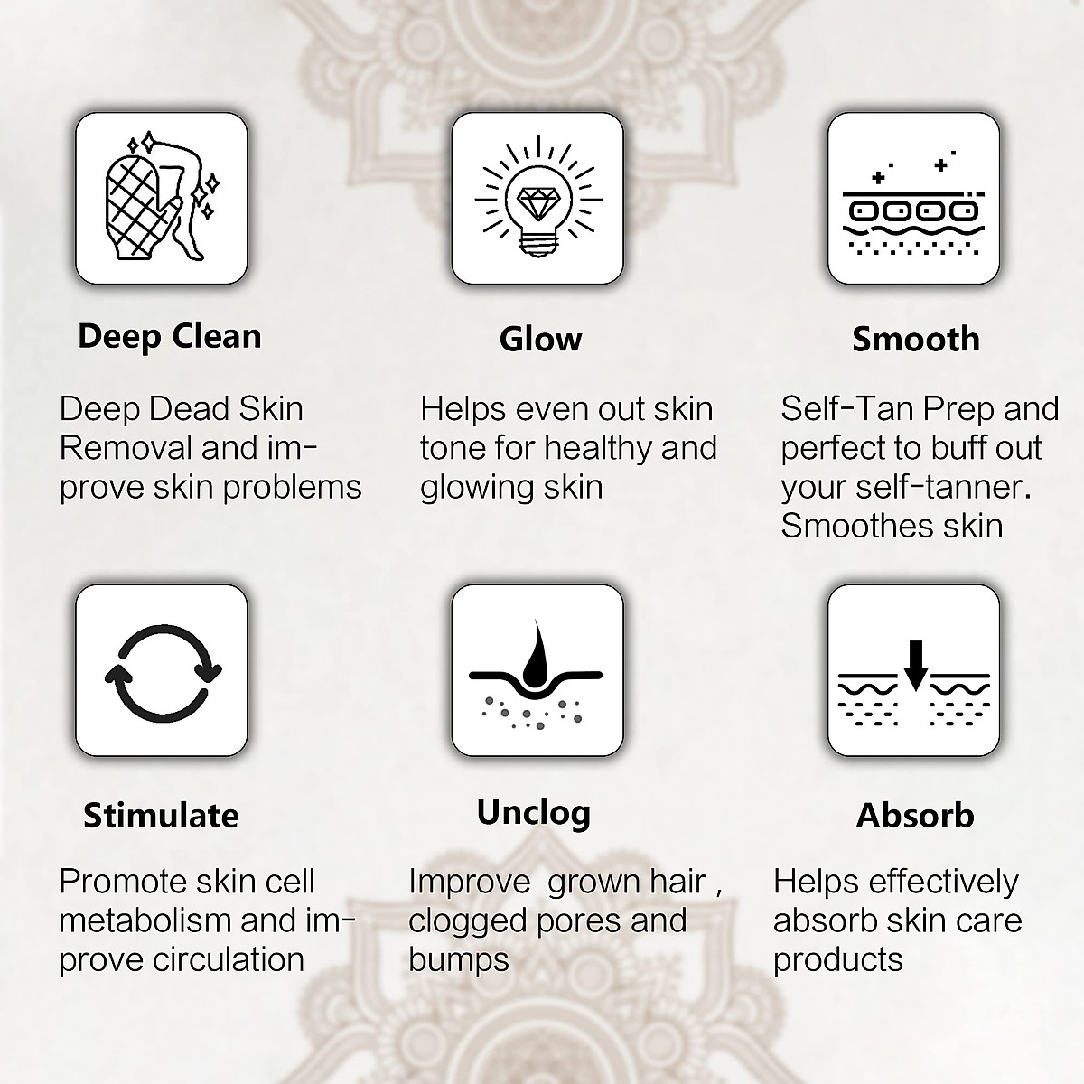 Exfoliating Glove Body Scrubber for Soft Skin - Part of The Best Body Care Kit for Women & Men - Brush Sponge Loofah- Dead Skin Remover for Body -Exfoliator Tool-TEBMYFDK