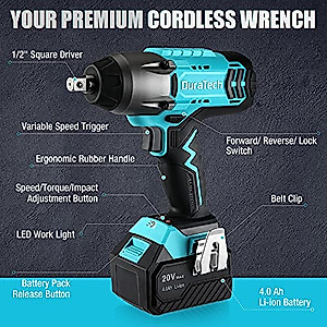 DURATECH 5PC Magnetic Swivel Spark Plug Socket Set and DURATECH 20V Cordless Impact Wrench