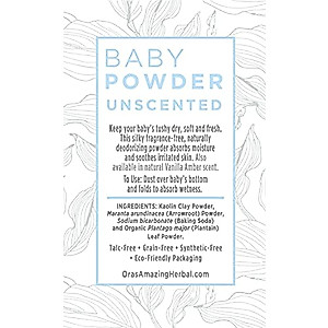 Talc Free Baby Powder, Cornstarch Free Baby Powder, Unscented Fragrance Free Powder, Arrowroot Baby Powder, Talc-Free Baby Powder, Ora’s Amazing Herbal