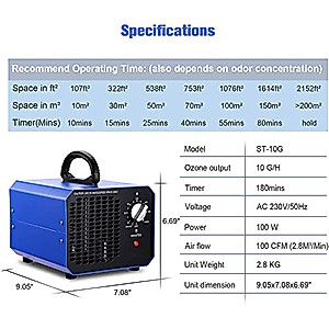 Ozone Generator 10,000 mg/h High Capacity Ozone Machine Suitable for Home, Pet and Car